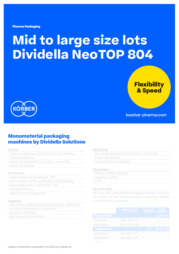 NeoTOP 804 | Flexible & Fast Pharmaceutical Packaging Machines