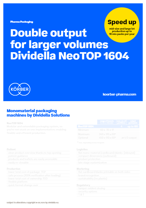 NeoTOP 1604 | Double Output Pharmaceutical Packaging Machine