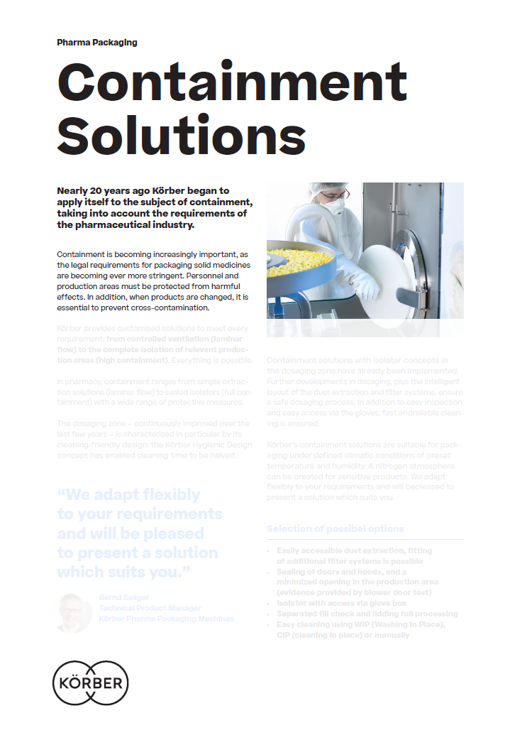 Körber Pharma Packaging Machines | Containment Solutions
