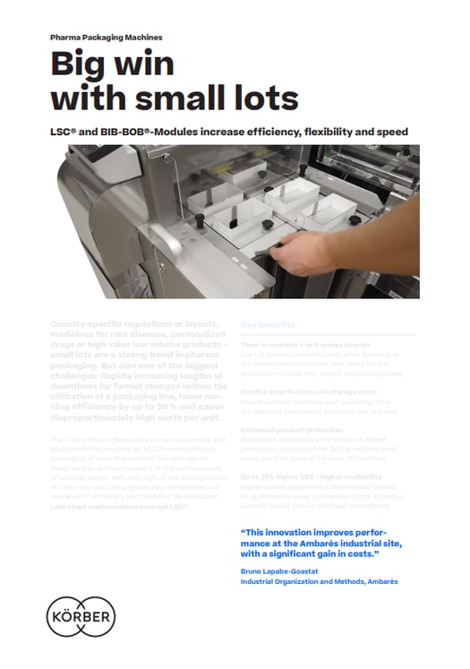 Körber Pharma Packaging Machines | Late Stage Customization