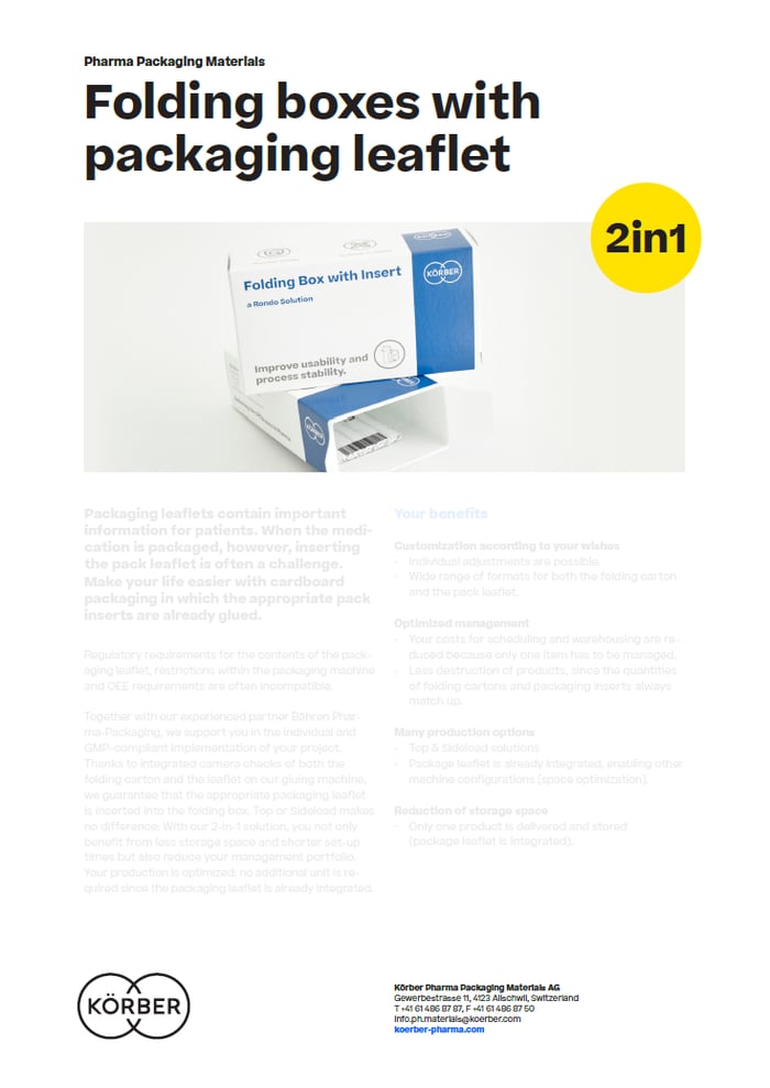 Körber | Printed Folding Boxes For Pharma With Packaging Leaflet