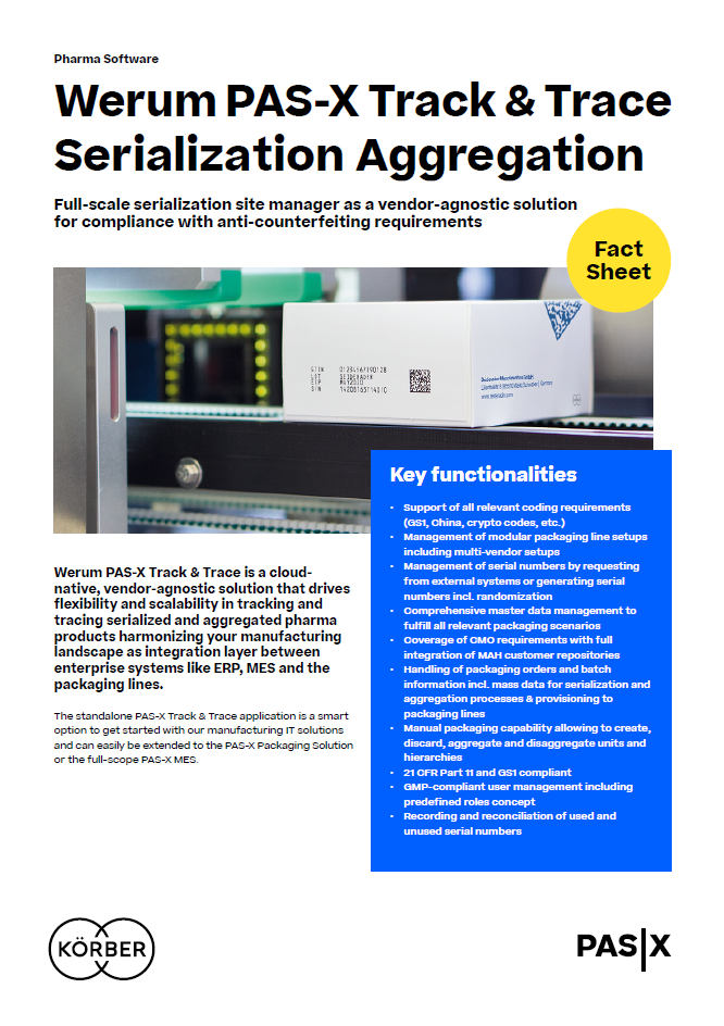 Körber Pharma | Software | PAS-X Track & Trace