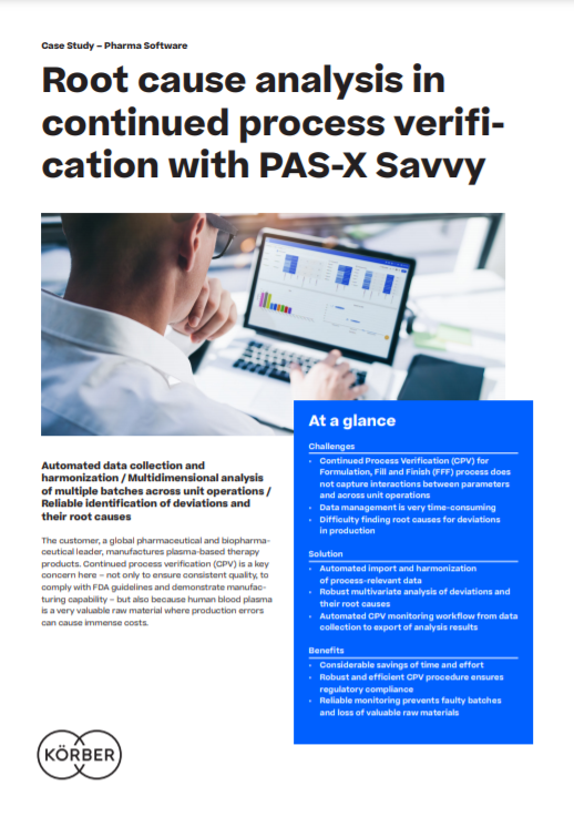 Körber Pharma | Software | Case Study PAS-X Savvy