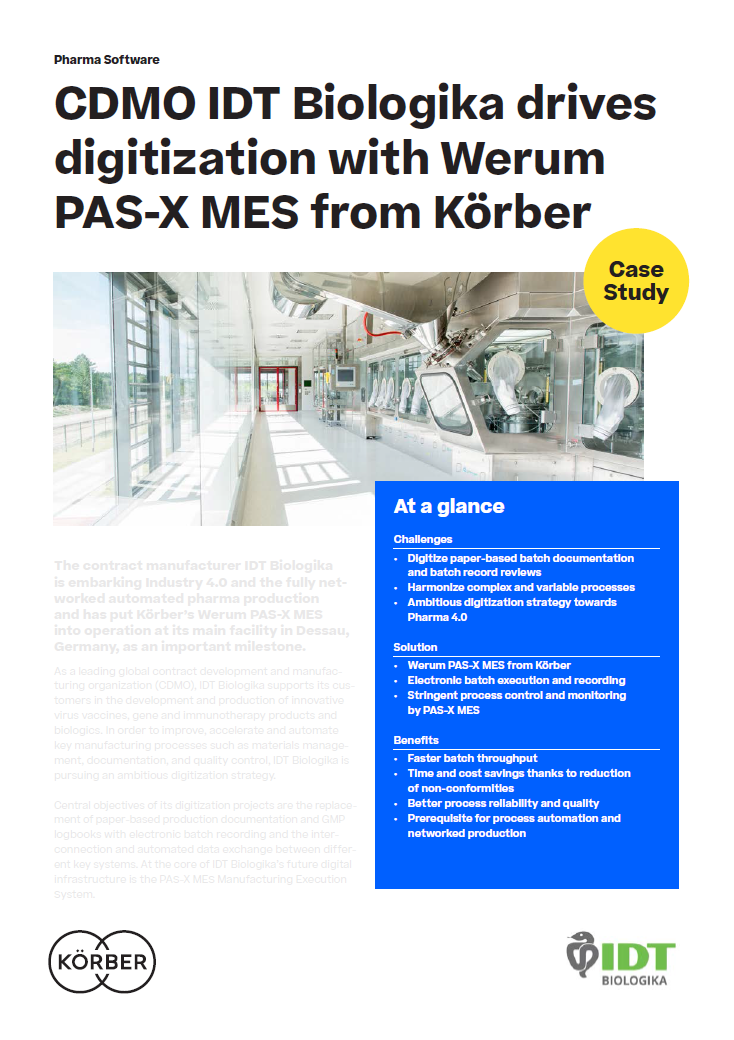 Körber Pharma | Software | Case study IDT Biologika