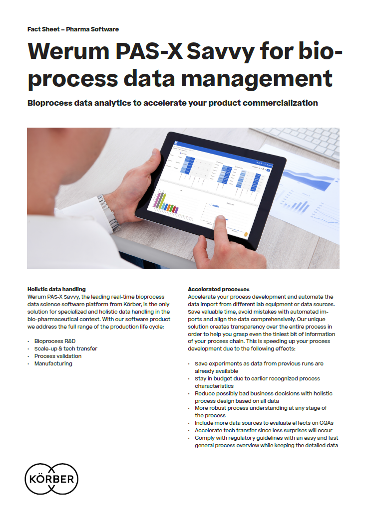 Körber Pharma | Software | PAS-X Savvy General