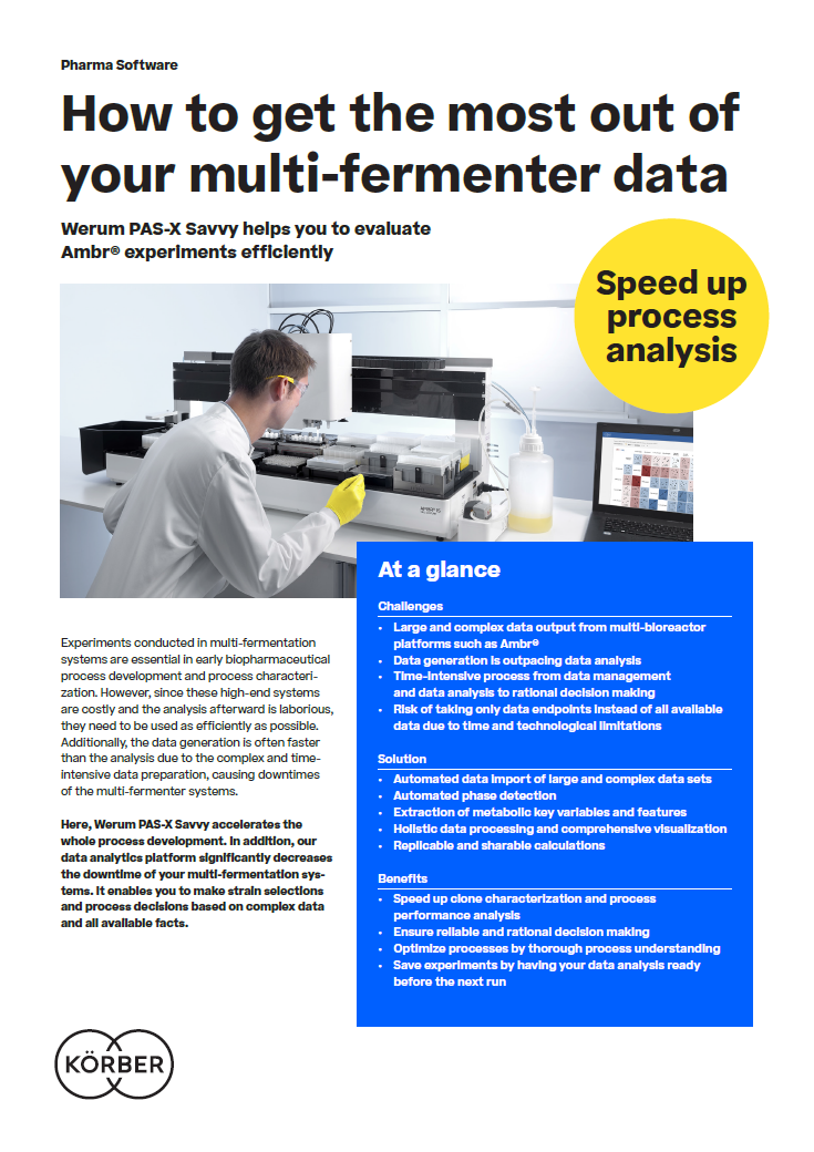 Körber Pharma | Software | Fact Sheet Multi-Fermenter