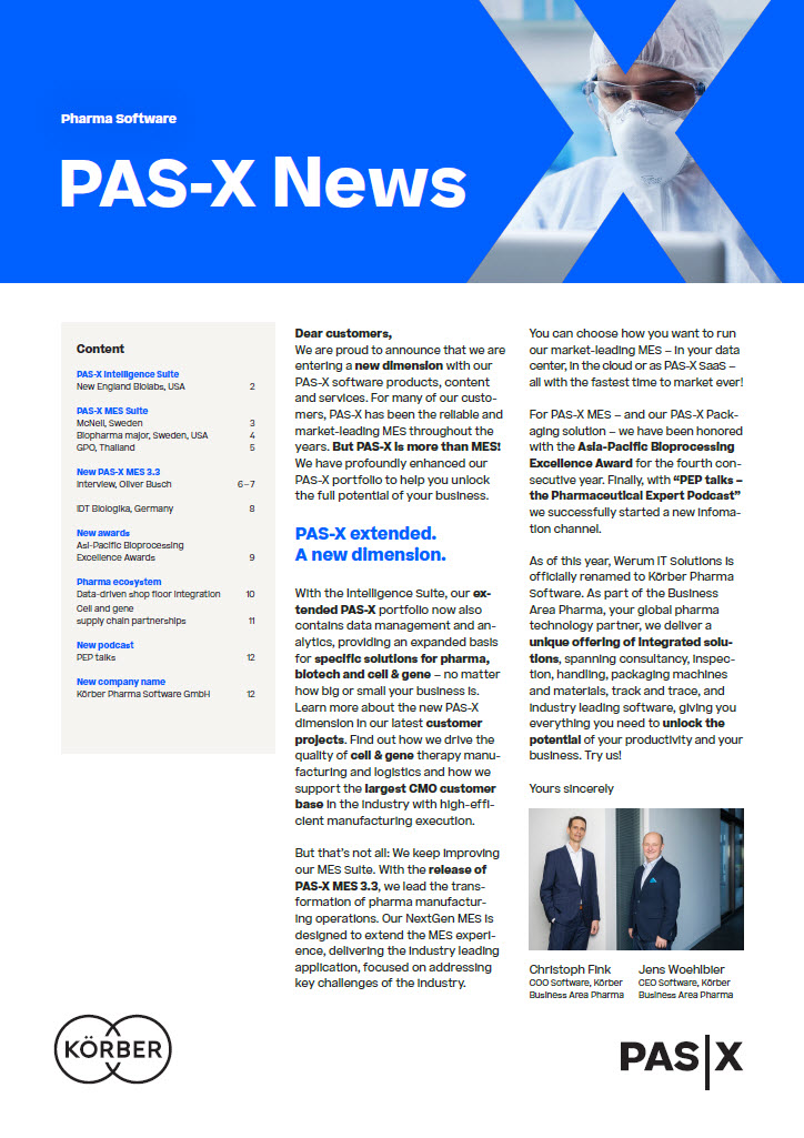 Körber Pharma | Software | PAS-X News 2022