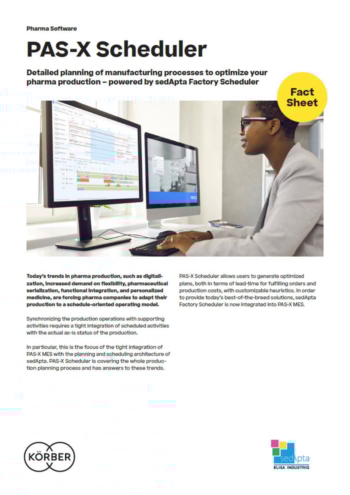 Körber Pharma | Software | Werum PAS-X Scheduler